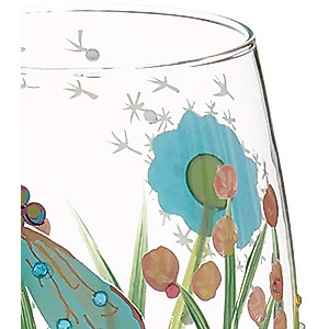 Lolita Dragonfly Summer Artisan Painted Wine Glass Gift, 440 ml