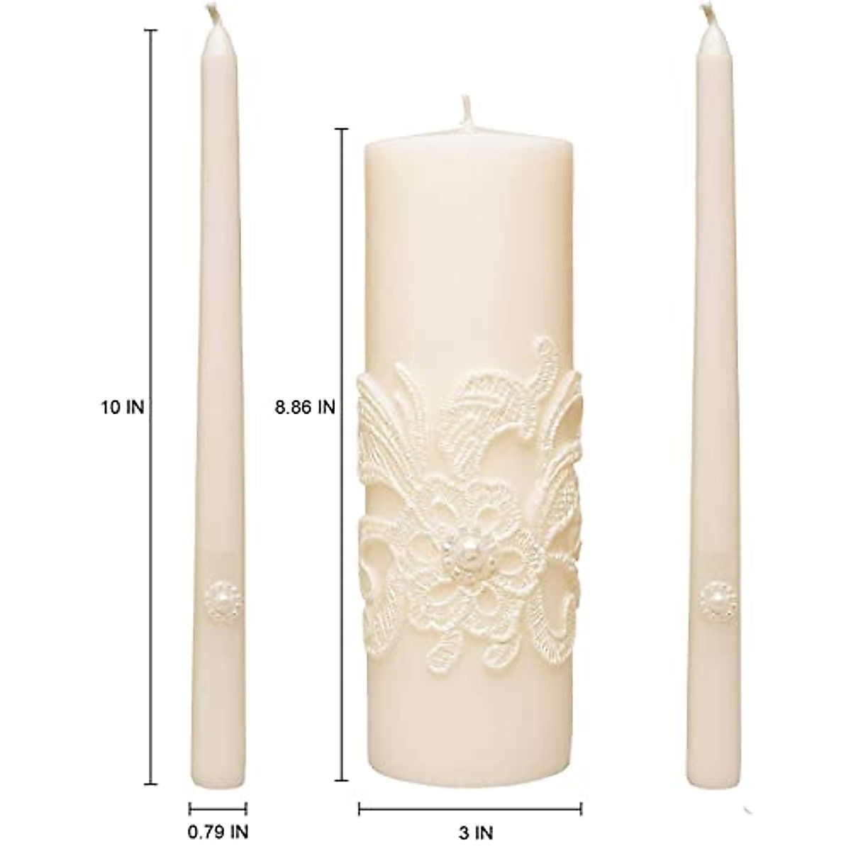 Hosley 11.50 Inch High White Wedding Unity Candle Set Includes 1 Pillar and 2 Taper Candles Great for Weddings as Well as Special Events and Emergency Lighting or for Reiki Spa Meditation