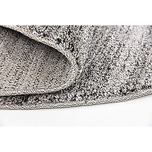 Unique Loom Del Mar Collection Area Rug-Transitional Inspired with Modern Contemporary Design, 6' 0 x 6' 0 Round, Light Gray/Beige