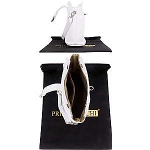 PRIMO SACCHI Italian Soft Leather Hand Made Small White Cross Body or Shoulder Bag Handbag Purse