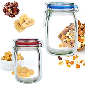 laffeya 30pcs Mason Jar Bags, Portable Christmas Cookies Nut Candies Saver Storage Bags, Reusable Snack Storage Bags, Candy Zipper Sealed Bags