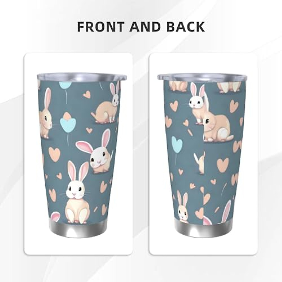 WXZYFP Car cup (single silver rim), can use a straw or drink directly, easy to use.Cartoon cute bunny