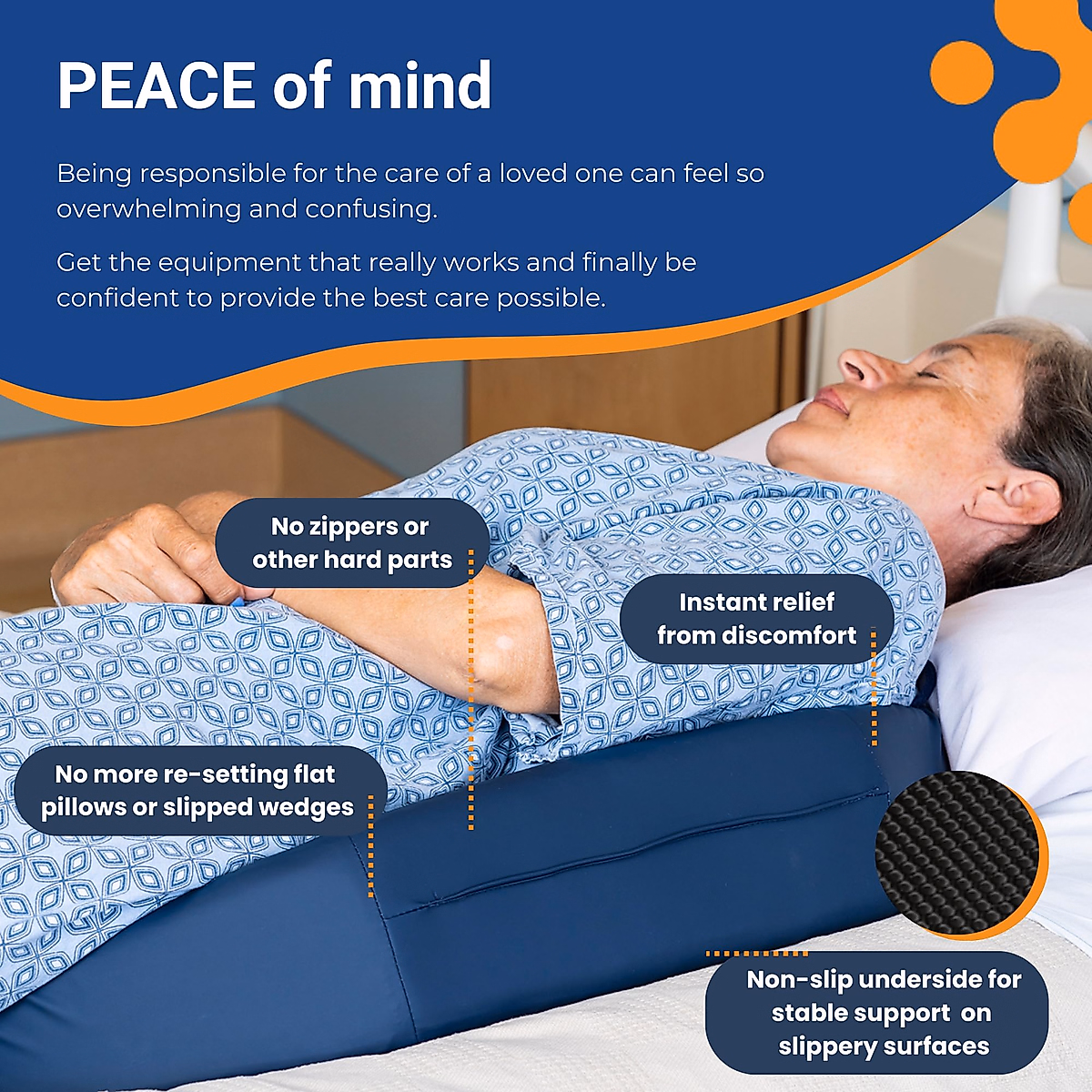 Bedsore Rescue Positioning Wedge – The Original Contoured Positioning Pillow for Bed Sore Prevention & Recovery, Pressure Ulcer Cushion & Patient Turning Wedge - Non-Skid