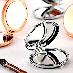 Simple Plus+ Sister Gifts from for silver Compact Mirror,gifts brother,bridesmaid wedding day,2.6 inch Round Folding Handheld 2-Sided Mirror 1x/2x Magnification Mirror. (01)
