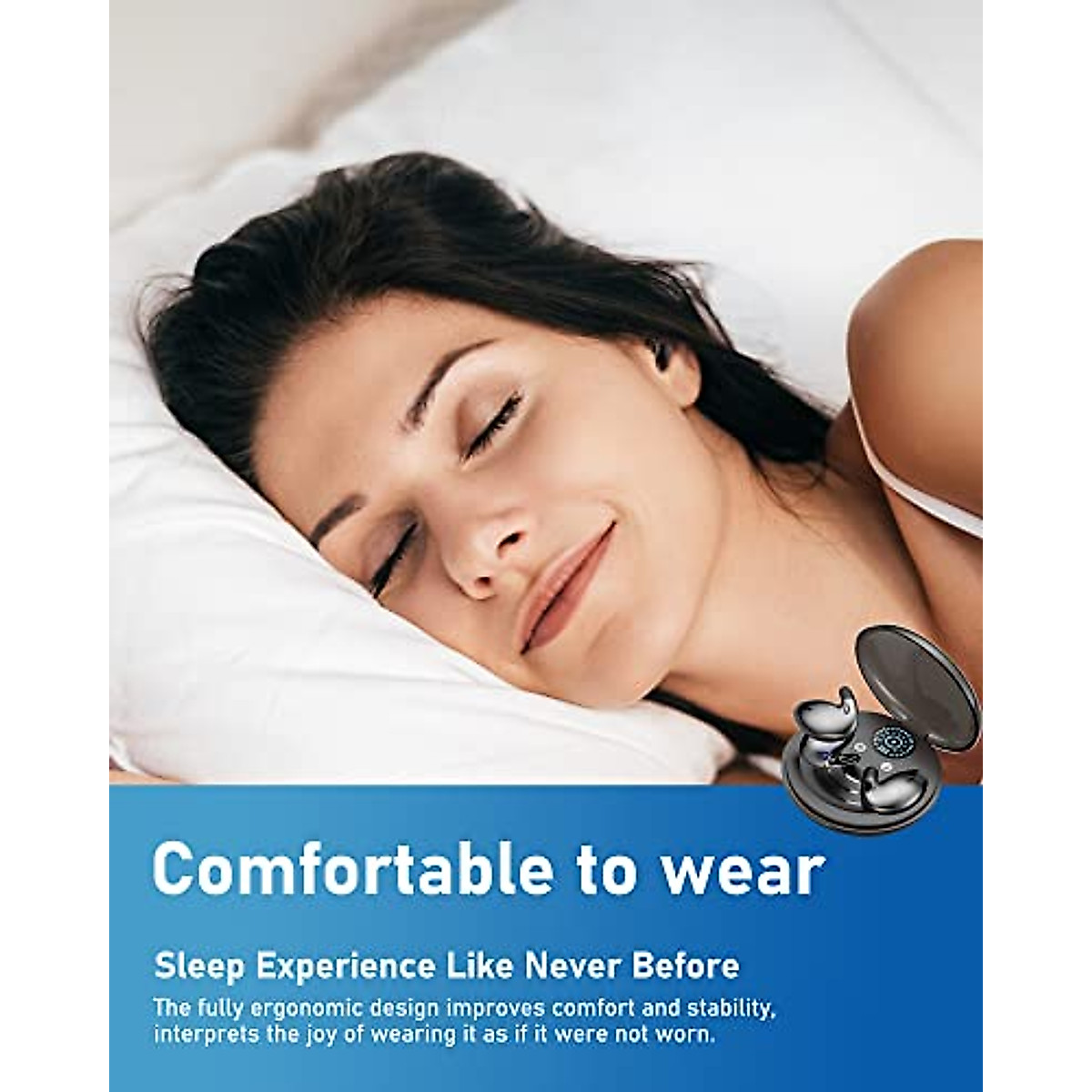 Mosonnytee Sleep Headphones Bluetooth Sleeping Headphones Wireless Sleep Earbuds for Sleep Flat Sleeping Headphones for Side Sleepers Wearing Soft Headphones for Sleeping 7-Hours (White)