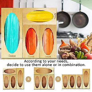 BPFY Bamboo Ziplock Bag Storage Organizer, Bamboo Zip Lock Bags Container for Kitchen Drawer, Food Storage Bag Holder Compatible with Gallon, Quart, Sandwich and Snack Variety Size Bags