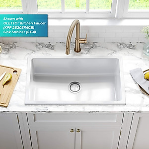 KRAUS Turino™ 30” Drop-In Undermount Fireclay Single Bowl Kitchen Sink with Thick Mounting Deck in Gloss White, KFD1-30GWH