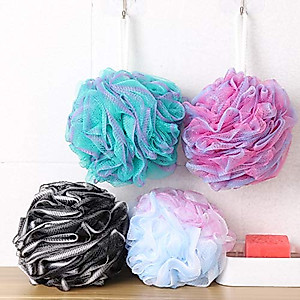 4 Pieces 75g Shower Loofahs Large Bath Sponge Mesh Pouf Wash Puff XL Shower Poof Body Loofas for Bathing
