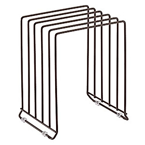 mDesign X-Large Steel Storage Tray Organizer Rack for Kitchen Cabinet - Divided Holder with 5 Slots for Skillets, Frying Pan, Pot Lids, Cutting Board, Baking Sheets - Concerto Collection - Bronze 7.2 inch D x 9.4 inch W x 10.9 inch H