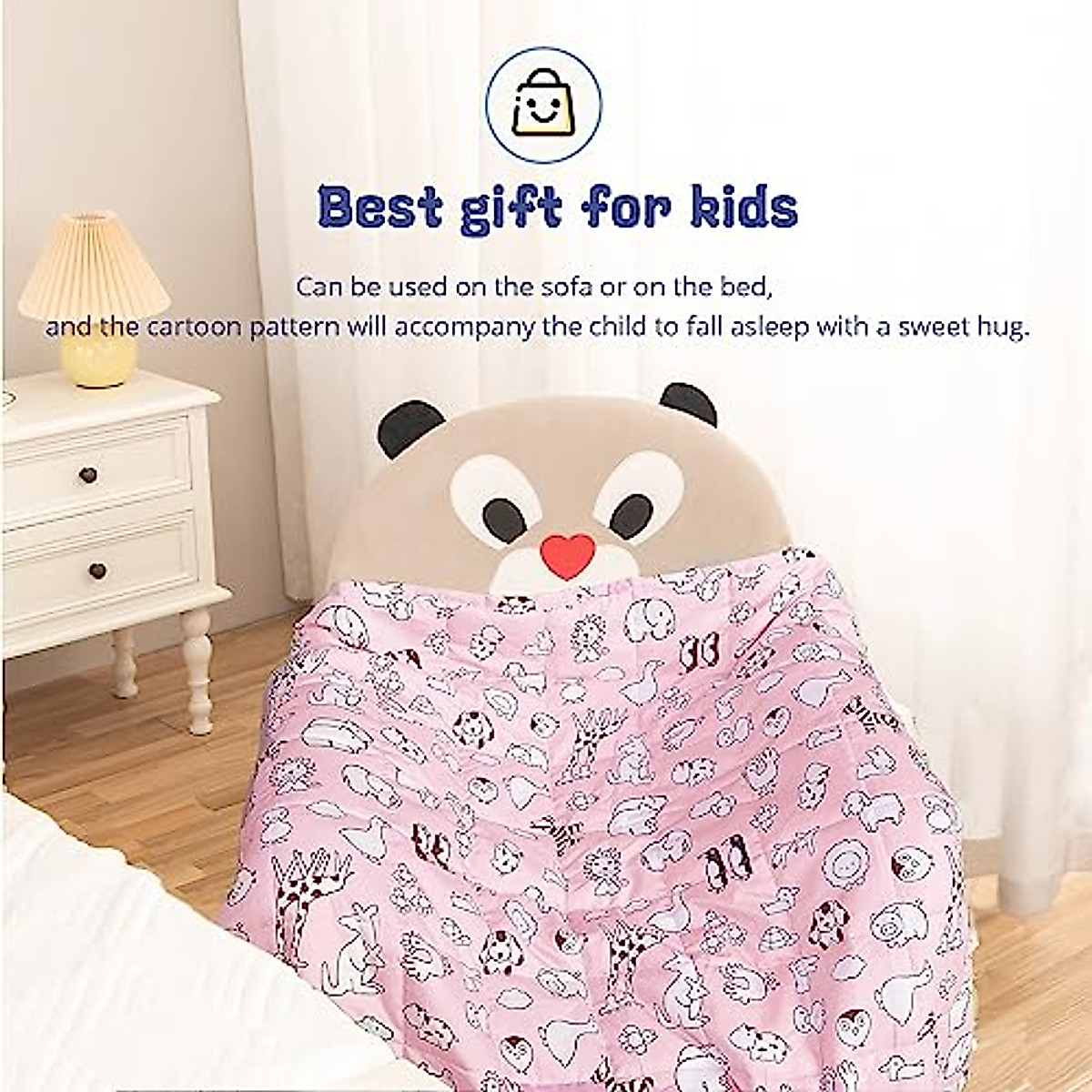 Aimon Weighted Blanket Kids, Kids Weighted Blanket 3 lbs, Breathable, Pink Weighted Blanket, Small Size, with Glass Beads (20"*30", 3Lbs)