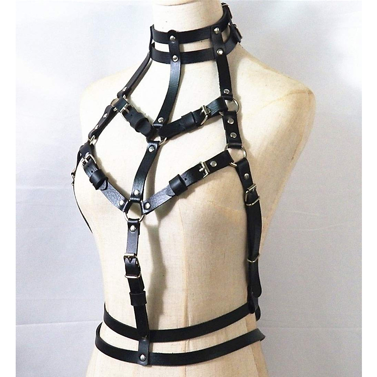 Women Leather Body Chest Harness Waist Belt Straps Suspenders Punk Adjustable (QS026)