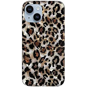 J.west Case Compatible with iPhone 14 Plus Case,Luxury Sparkle Translucent Clear Vintage Leopard Print Soft Silicone Cover for Girls Women Protective Phone Case for iPhone 14 Plus 6.7 inch Cheetah