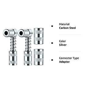 Boao 4 Pieces 90 Degree Grease Gun Coupler Silver Coupler Adapter 3 Jaw Angle Grease Fitting Tool with Sleeves for Auto, Farm, Truck or Industrial Use