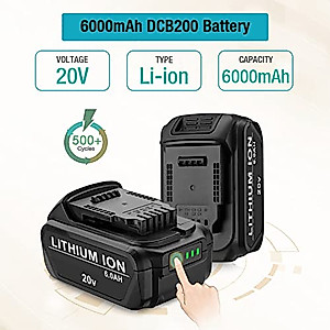 ORHFS 6.0Ah 20V Max Battery Replacement Compatible with Dewalt 20V Max XR DCB205 DCB204 DCB206 DCB205-2 DCB200-2 DCB180 DCD985B DCB200 DCD/DCF/DCG Series 2 Packs