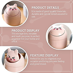 Luxshiny Desktop Trash Can with Lid Mini Waste Basket Cute Cat Dustbin Portable Garbage Bin Trash Household Cleaning Tools for Home Office Living Room Bathroom Kitchen