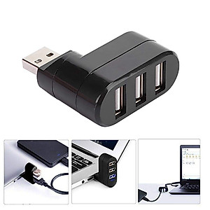 3-port USB HUB2.0 1-to-3 Computer USB Splitter 3-Port Travel USB Wall Charger USB Adapter Charging Station Box Rotatable for Printers, Card Readers, Thumb Drives(Black)