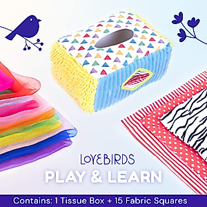 Lovebirds Montessori Sensory Baby Toy Tissue Box-Toddler Infant STEM Cognitive Development-Toddler-Juggling Scarves-Pull Along-Manipulative Preschool Learning Toys-Babies 6-12months