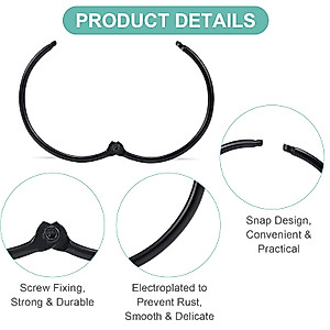 Shower Curtain Hooks, 12 Pcs Shower Curtain Rings, Round Snap Black Shower Curtain Rings, Decorative Metal Rustproof Shower Curtain Rings, Glide Smoothly Shower Rings for Curtain (Black)