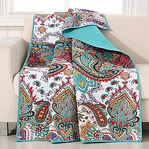 Greenland Home Nirvana 100% Cotton Quilted Throw Blanket, Teal