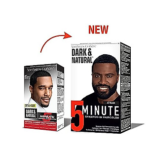 SoftSheen-Carson Dark & Natural Hair Color for Men 5 Minutes, Natural Looking Gray Coverage for Up To 6 Weeks, Shampoo-in Permanent Hair Dye, Jet Black, Ammonia Free, Jet Black