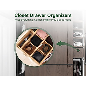 Kootek 6 Pcs Bamboo Drawer Organizer Utensil Tray Kitchen Storage Box 3-Size Versatile Dividers Cutlery Holders Bins Containers for Flatware Kitchen Utensils