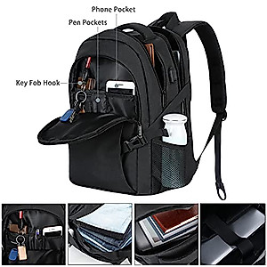 ANKUER Backpacks for Men Women, Backpack Fits Up 15.6 in Laptop Backpack for Travel, Backpacks with USB Charging Port, Work Business Backpack for Women (Black)