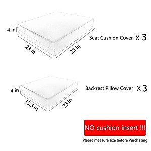 6p Patio Cushion Covers Anti Cat Scratch Leather Outdoor Cushion Cover Replacement 100% Waterproof with Zipper for 3Pcs Patio Furniture Set,Slipcovers for Outdoor Furniture Cushions Cream,Cover Only