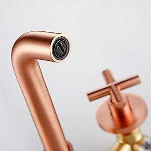 ShiSyan Y-LKUN Faucet Modern Brushed Rose Gold Brass Double Cross Handle Bath Wall Mounted 3 Hole Water Bathroom Home Sink Faucet Hot Cold Tap in-Wall