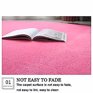 LIKETN Solid Round Area Rugs Ultra Soft Cozy Living Room Bedroom Coral Fleece Non-Slip Carpet Bathroom Mats Circular Modern Home Décor Runners Indoor Outdoor Rug Red 3.3' X 3.3'