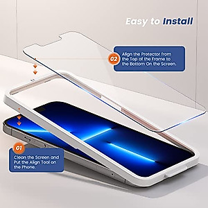 Mkeke Compatible for iPhone 13 Pro Max Screen Protector, Tempered Glass Screen Protector for iPhone 13 Pro Max with Camera Lens Protector 6.7 inch 3 Pack