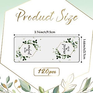 Kosiz 120 Pcs Mint to Be Labels Wedding Favors Wedding Stickers Greenery Leaf Bridal Shower Engagement Party Favor Botanical Theme Wedding Stickers for Guests