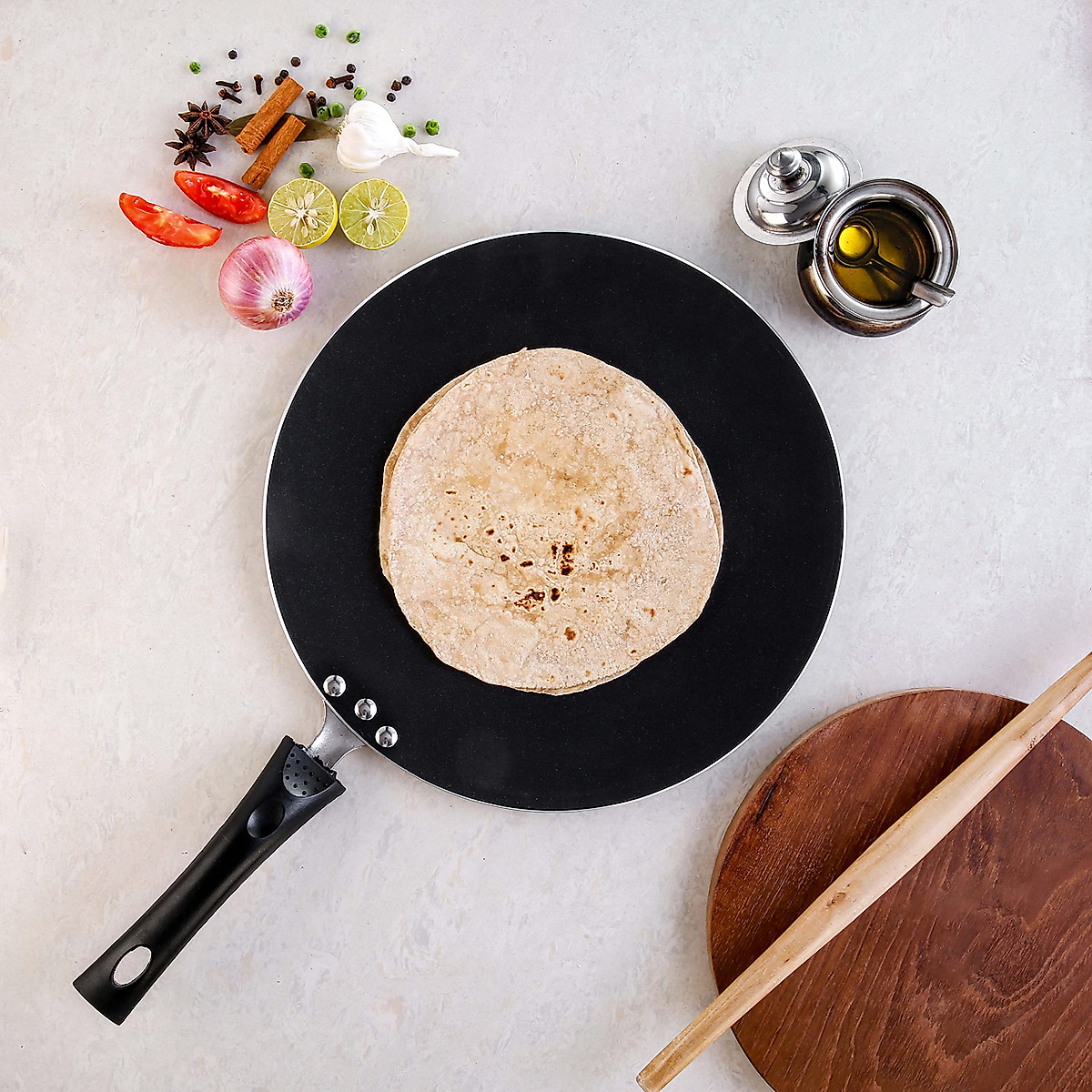 Vinod 25 cm Nonstick Induction Concave Tawa, 10"