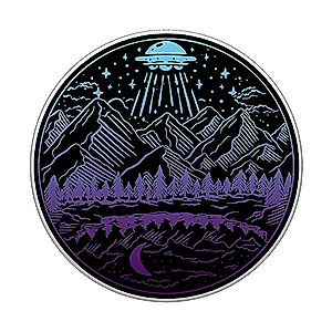 Galaxy UFO Abduction Space Astronaut Nature Lake Moon Alien PopSockets Standard PopGrip