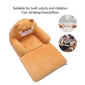 Flip Open Couch, Brown Puppy Kids Chair Couch Multifunctional Adorable Cartoon for Home for Watching TV (Folding in Half)