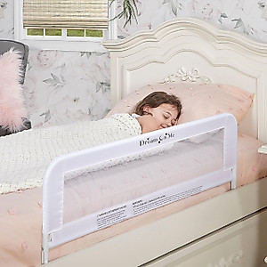 Dream On Me Adjustable Mesh Bed Rail, Two Height Levels, Ready to Use, Compatible with Twin Size Beds, All Steel Construction, Equipped with Guard Gap, Durable Nylon Fabric Mesh, White