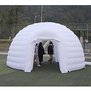 SAYOK Portable Inflatable Igloo Dome Tent with Air Blower(White, Two Doors, 16.4ft) Inflatable Event Tent Structure Night Club Party Tent Event Room for Wedding Promotion Trade Show