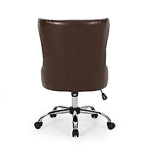 Christopher Knight Home Keith Contemporary Tufted Swivel Office Chair, Dark Brown + Chrome