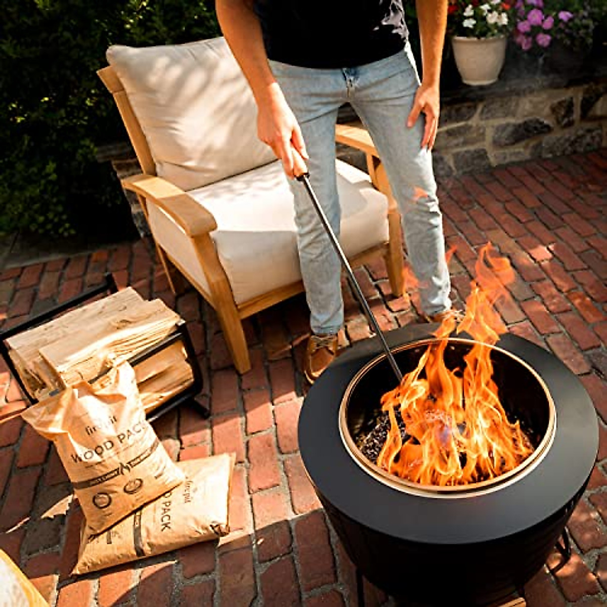 TIKI Brand Wood Packs - 4-Pack, Wood Pellets For Smokeless Outdoor Fire Pits, Wood Fuel Pellets, Easy Instant Fire For 30+ Minute Burn, 17 x 11.5 x 3.5 Inches