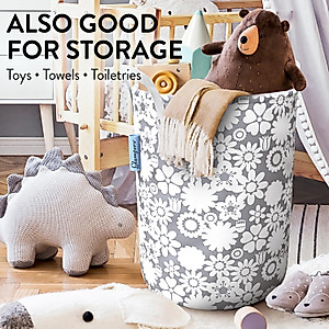 GLAMPERS Laundry Hamper 43/46/54L | Small Laundry Baskets with Sturdy Handles | Collapsible Kids Hamper for Dirty Clothes, Toys | Small, Gray Wave2