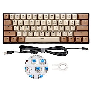 Gaming Keyboard, 61keys Mechanical Keyboard with Color Mixing Light, Multiple Luminous Modes, for Windows2000, Xp, Vista, Win 7, HarmonyOS, Win 8, Win 10, Android, iOS(Green axis)