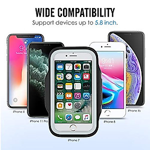 MoKo Phone Armband, Water Resistant Running Cell Phone Armband with Key Holder Adjustable Band Compitable with iPhone 11 Pro, X, Xs, 8, 7, 6, 6s, 5s, 5c, SE, 5, 4S,4 for Walking Fitness, Black