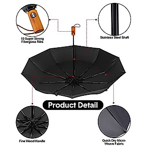 Kacctyen 4 Pieces Travel Umbrellas Compact Windproof Rain Umbrella Automatic Folding Umbrella Small Portable Umbrella for Men Women, Black