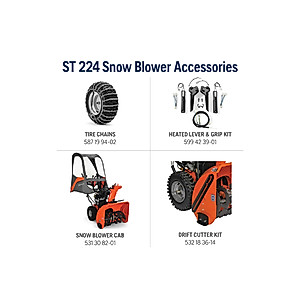 Husqvarna ST224 Snow Blower, 212-cc 5.9-HP, 24-Inch Snow Thrower, Friction Disc Transmission, Two Stage with Push Button Electric Start and Power Steering, Orange