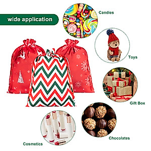FloraSea 3 Pack 20x16 inches Christmas Big Cotton Gift Bags With Drawstrings,Reusable Holiday Fabric gift bags,Christmas Giant Gift Bags Large Present Bags for Xmas Presents Party Favor