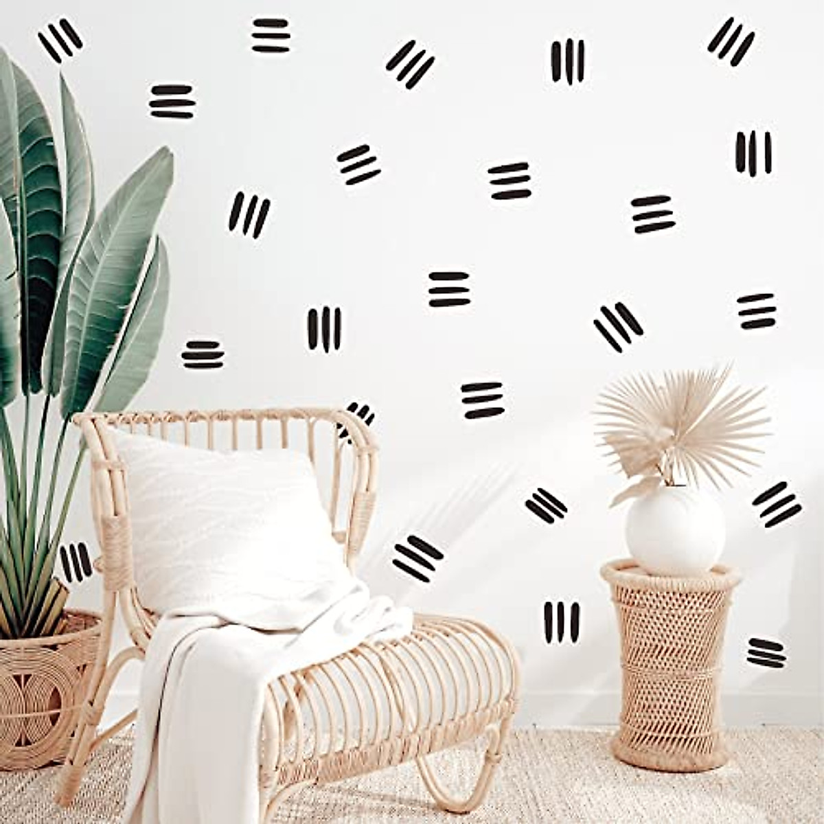 Line Wall Decals Modern Wall Stickers Black Vinyl Stickers for Wall Removable Peel and Stick Wall Decals Irregular Stripe Wall Sticker for Nursery Kids Room Living Room Bedroom Office Terracotta Decor