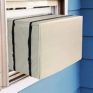 WskLinft AC Protective Cover Weather-Resistant Adjustable Straps Outdoor Window Air Conditioner Unit Defender for Office Beige M