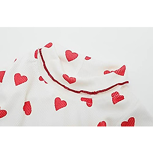 Cute Soft Dog Vest Roll Collar Breathable Doggy Shirts Clothes with Red Heart for Small and Medium Dogs and Cats Birthday Holiday Party (White-red, M)