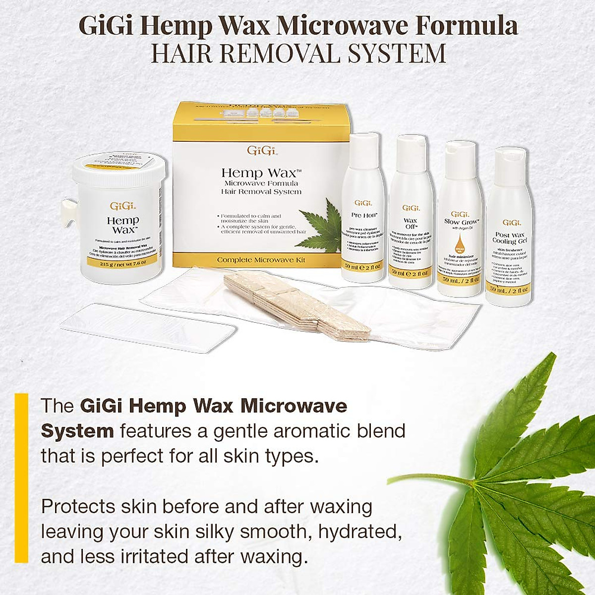 GiGi Hemp Wax Microwave Formula Hair Removal System, Fast, Gentle, and Effective