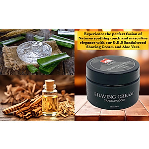 G.B.S Sandalwood Shaving Cream for Sensitive Skin, Hydrates, Nourishes for Close Smooth Shave, Protects Skin from Cuts, Bumps, Redness and Irritation Pack of 1