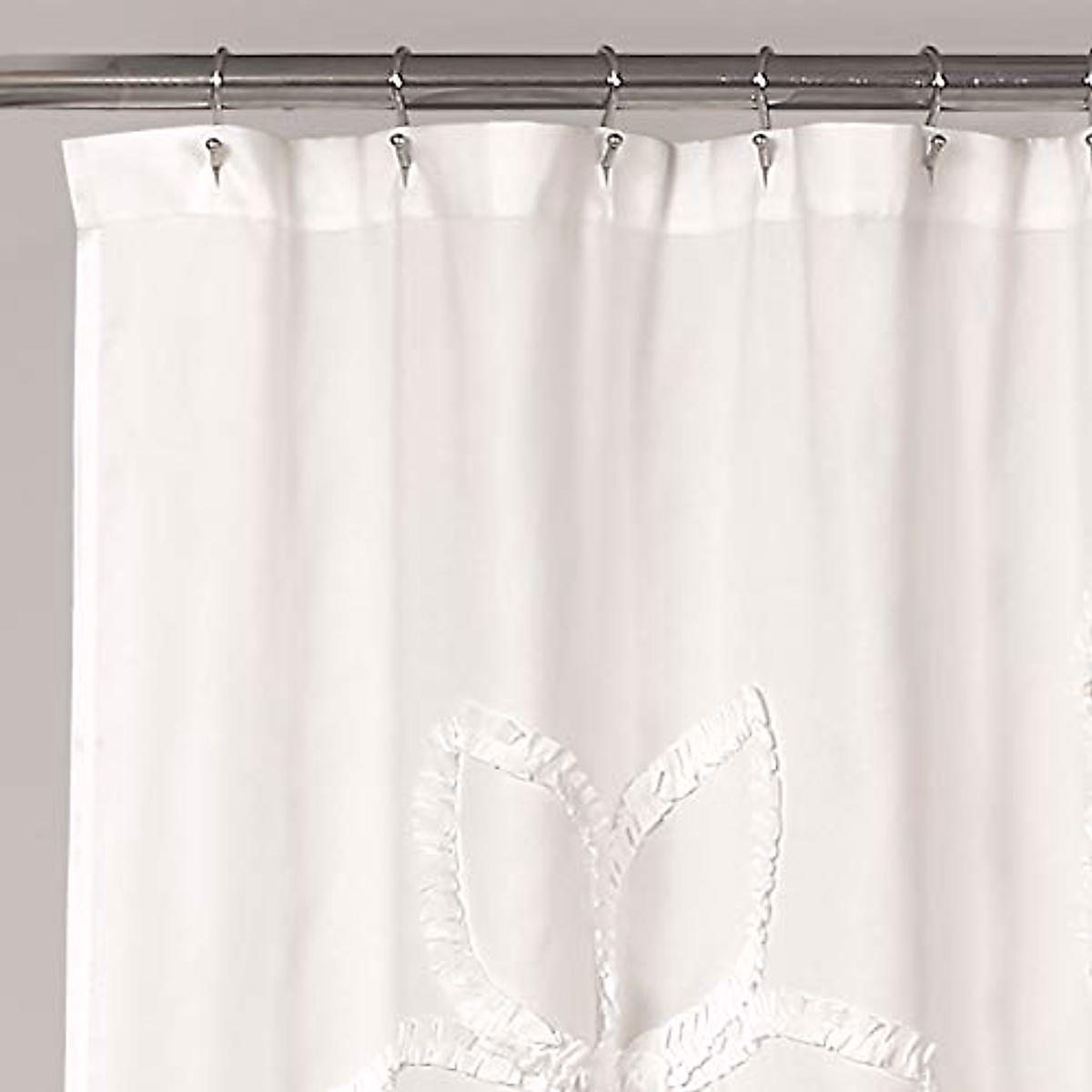 Lush Decor White Ruffle Flower Polyester Shower Curtain, 72" x 72"